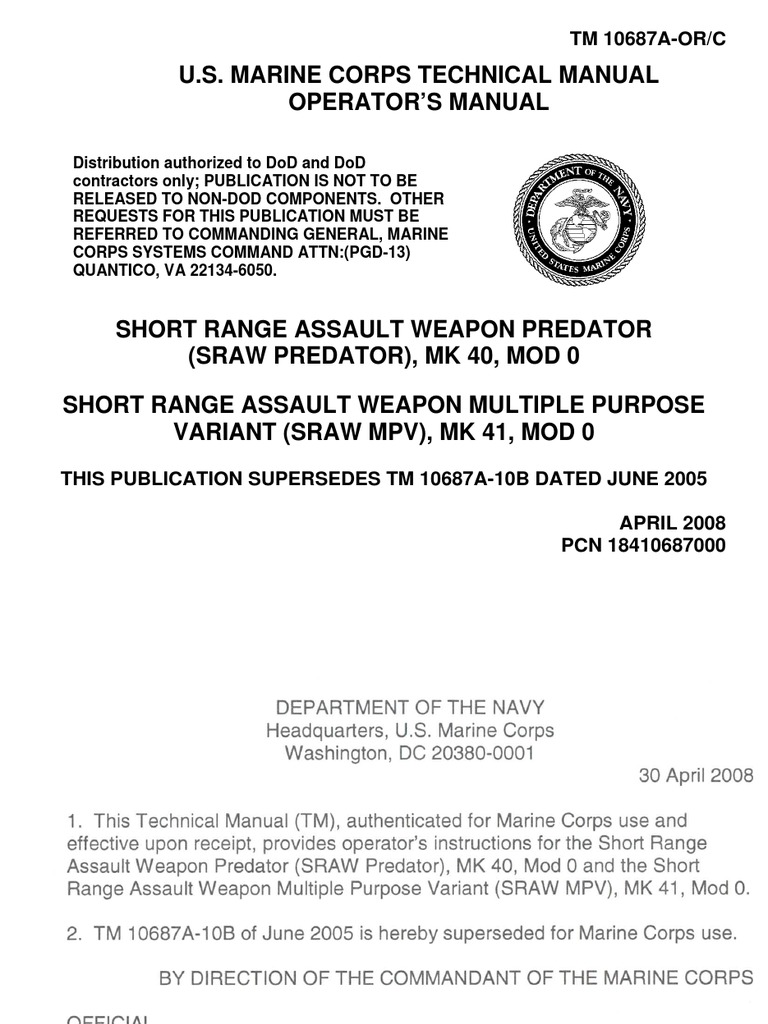 TM 10687a-Or-C - Sraw Predator Mk40 | PDF | Missile | Artillery