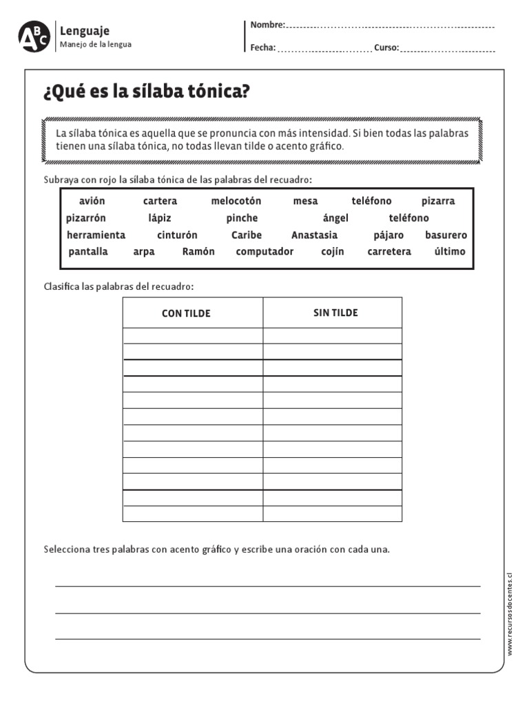 Que Es La Silaba Tonica PDF | PDF | Artes del Lenguaje y Comunicación
