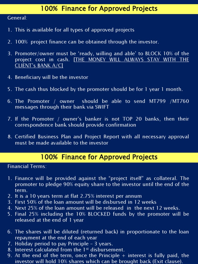 100 Percent Project Finance - The Process | PDF | Interest | Banks