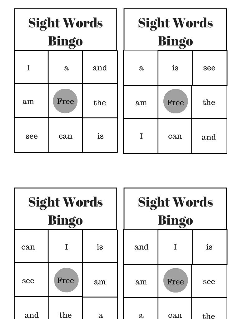 Sight Words Bingo | PDF