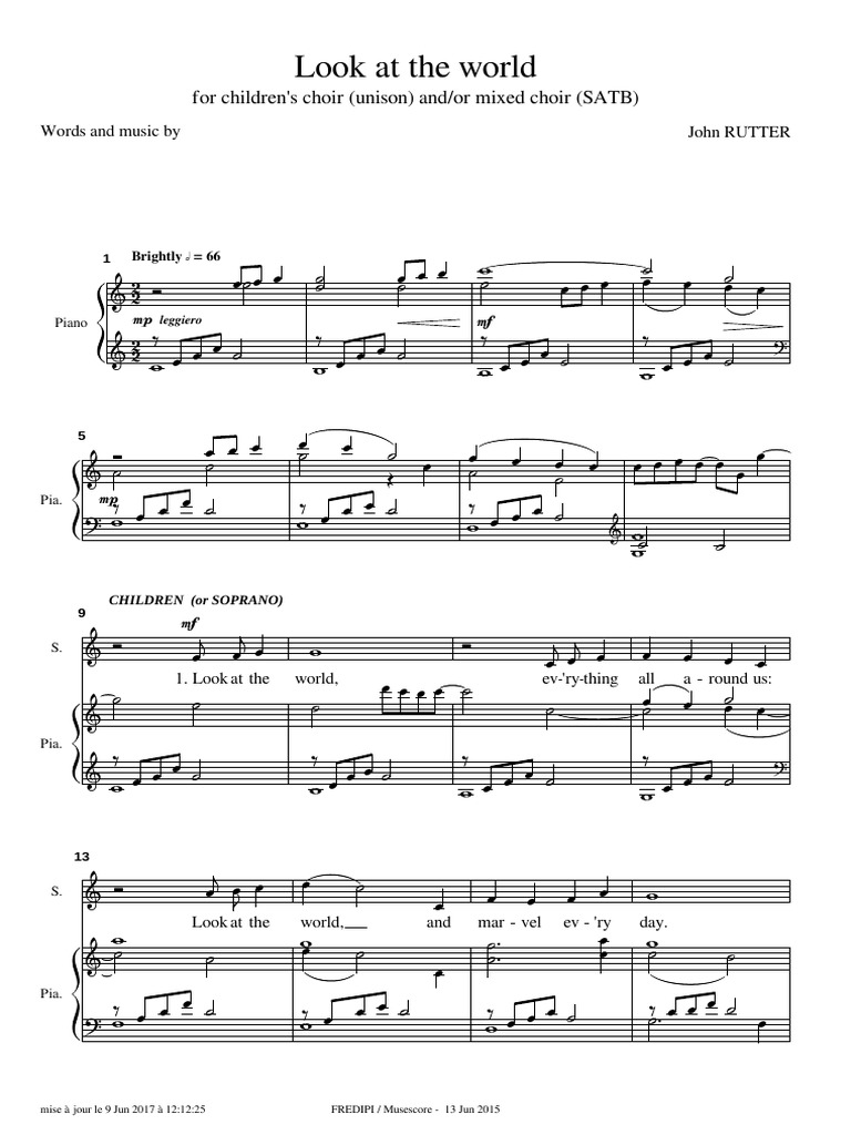 John RUTTER - Look at The World PDF | PDF | Human Throat | Music ...