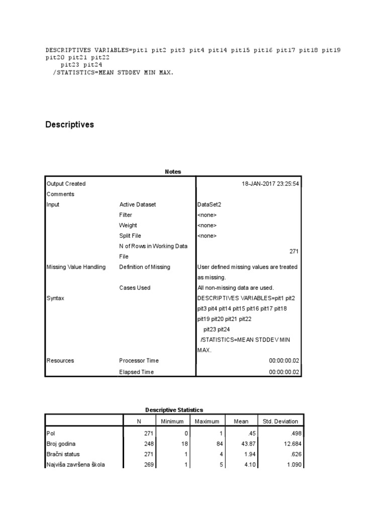 Descriptive Statistics Analysis Report | PDF