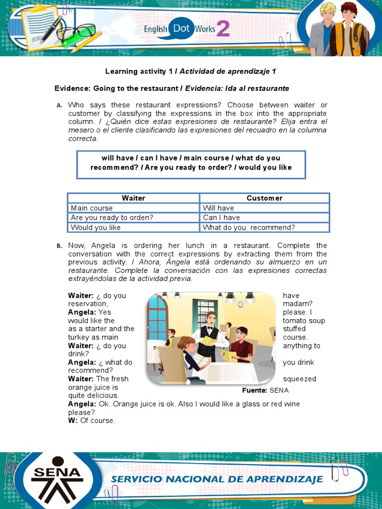 Restaurant Conversation Practice Activity | PDF | Restaurants | Gastronomy