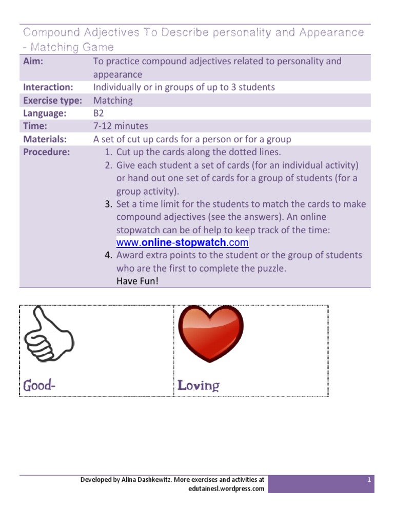 compound adjectives personality