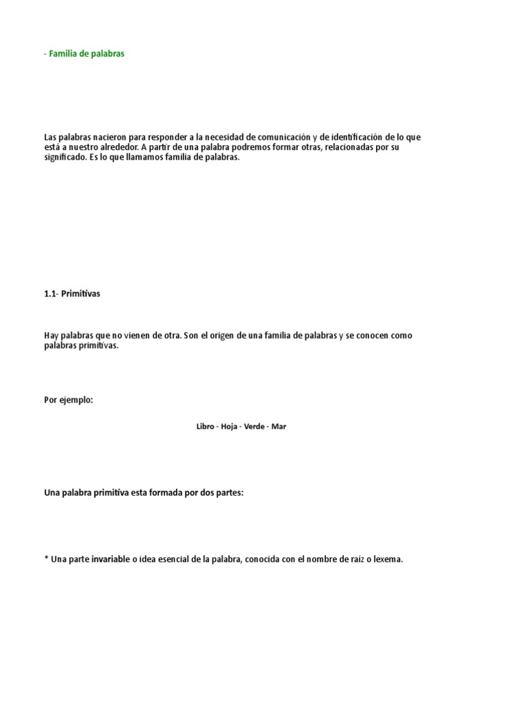 Familias de Palabras y Sufijos | PDF | Palabra | Sustantivo