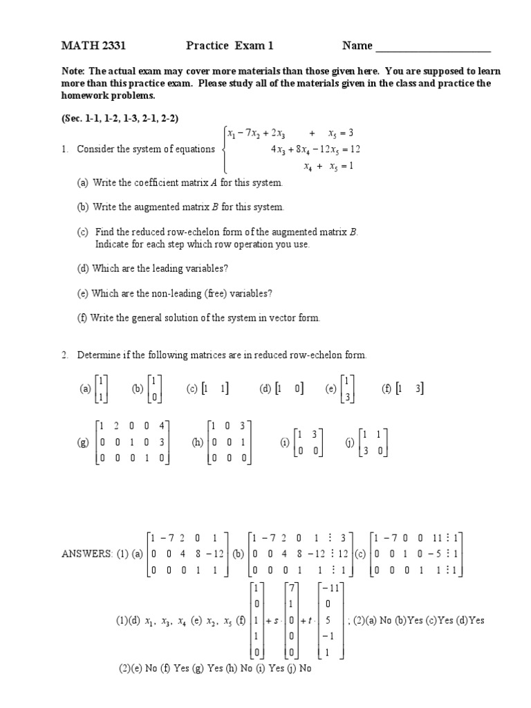 Linear Algrebra Practice | PDF | Eigenvalues And Eigenvectors ...