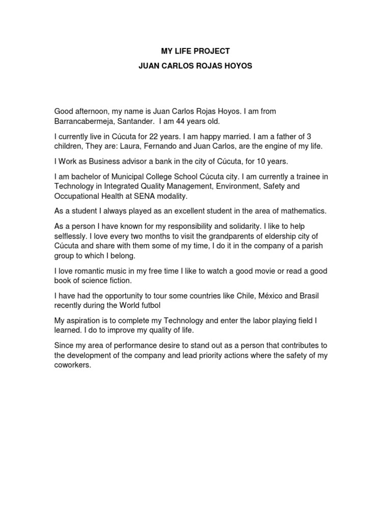 My Life Project | PDF