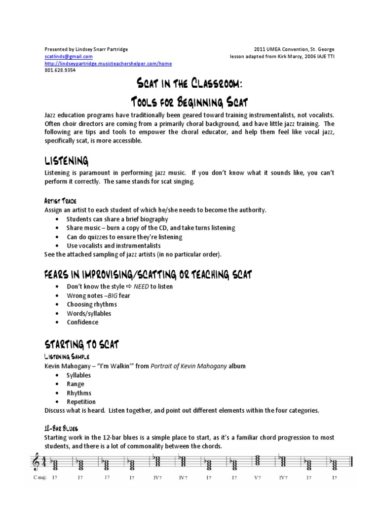 Scat in The Classroom | PDF | Jazz | Singing