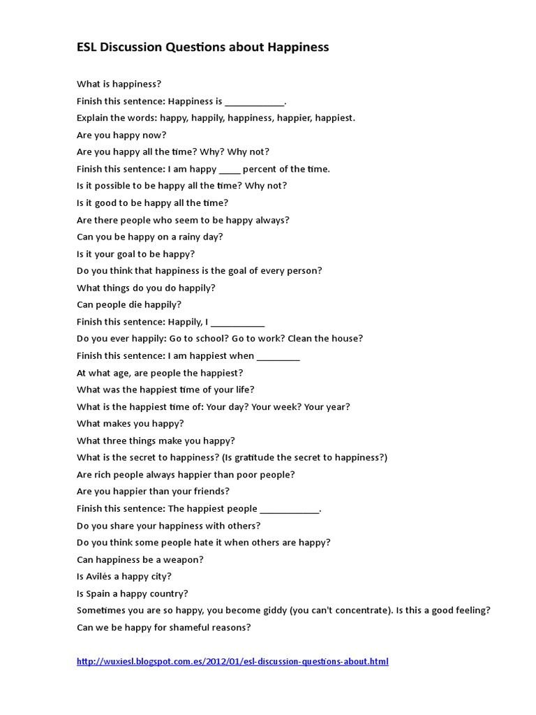 Happiness Discussion | PDF | Language Arts & Discipline | Self-Improvement