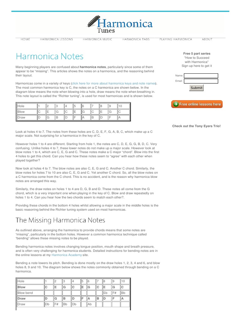 Harmonica Notes A What Are The Notes On A Harmonic 1 | PDF | Harmonica ...