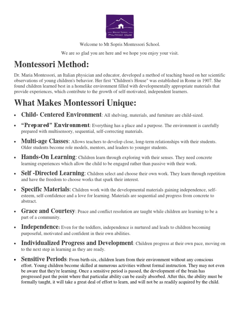 montessori information and observation forms | Montessori Education ...