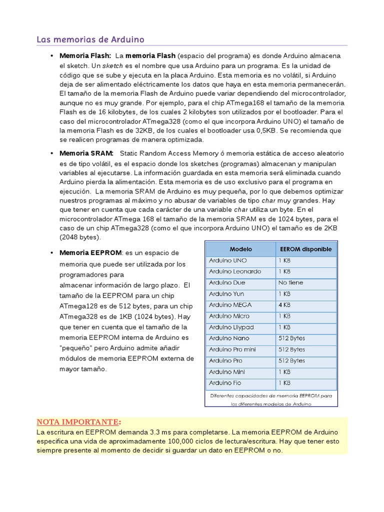 La Memoria EEPROM de Arduino | PDF | Memoria del ordenador | Arduino