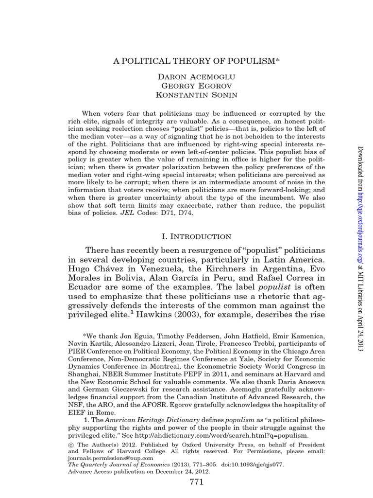 A Political Theory of Populism | PDF | Populism | Right Wing Politics