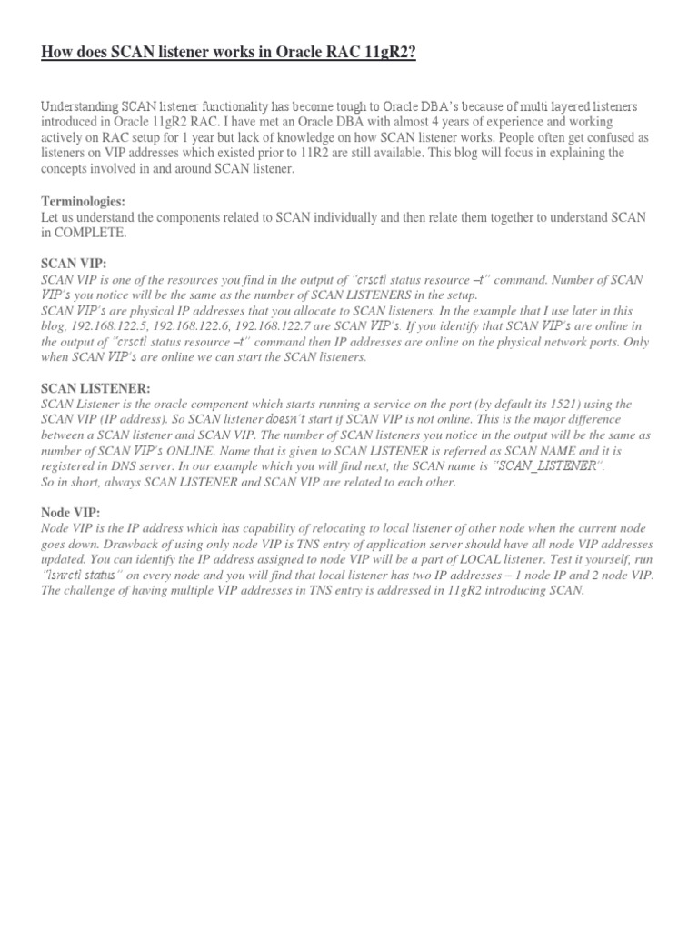How Does Scan Listener Works In Oracle Rac 11gr2 Pdf Pdf Domain Name System Ip Address