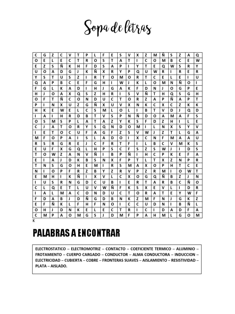 Actividad Sopa de Letras Metodos Electricos | PDF | Ingeniería de ...