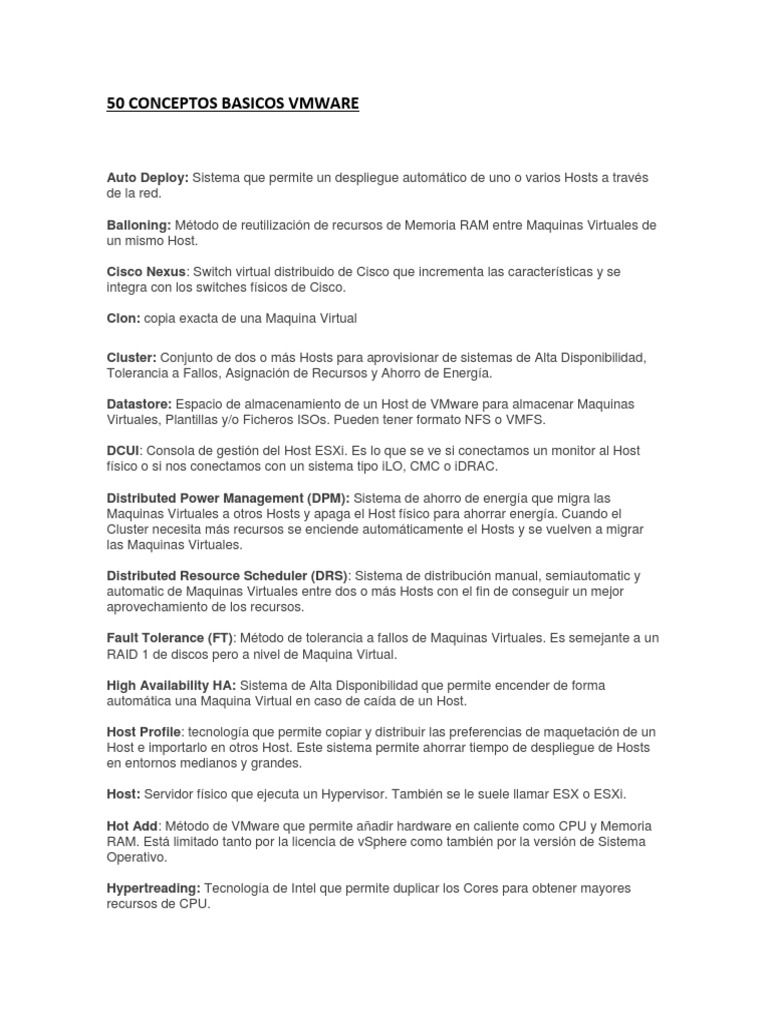 50 Conceptos Basicos Vmware | PDF | V Mware | Máquina virtual