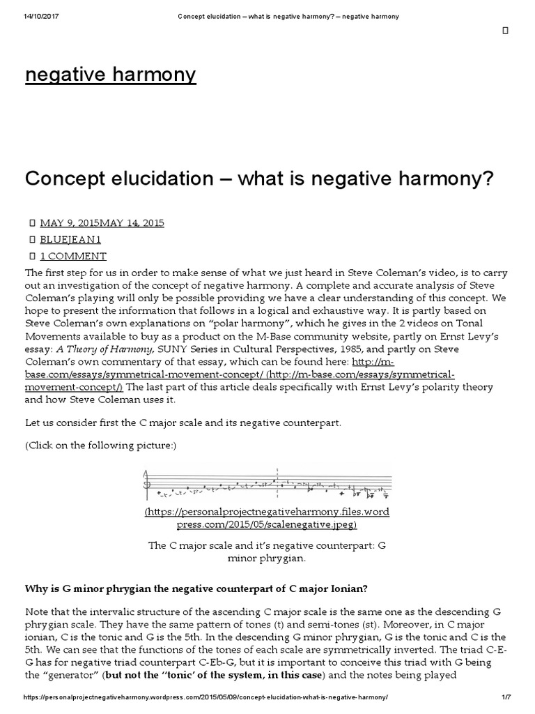 Concept Elucidation - What Is Negative Harmony - Negative Harmony | PDF ...