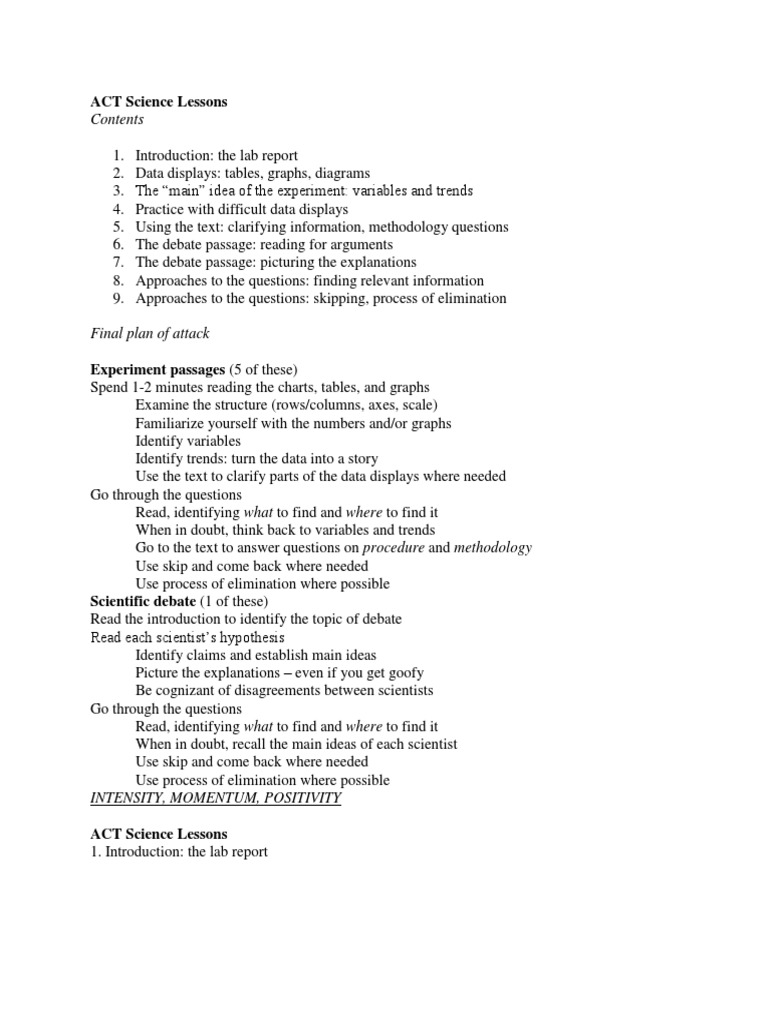 ACT Science 1 | PDF | Experiment | Science