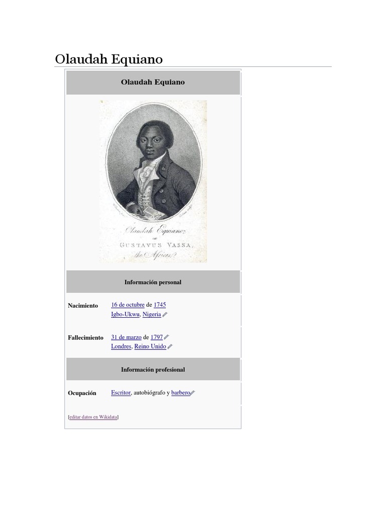 Olaudah Equiano | PDF | Olaudah Equiano | Esclavitud