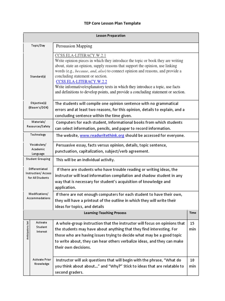 Tep Lesson Plan 2 | PDF | Lesson Plan | Educational Assessment