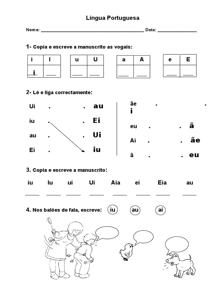 Ficha Vogais e Ditongos Ieau | PDF