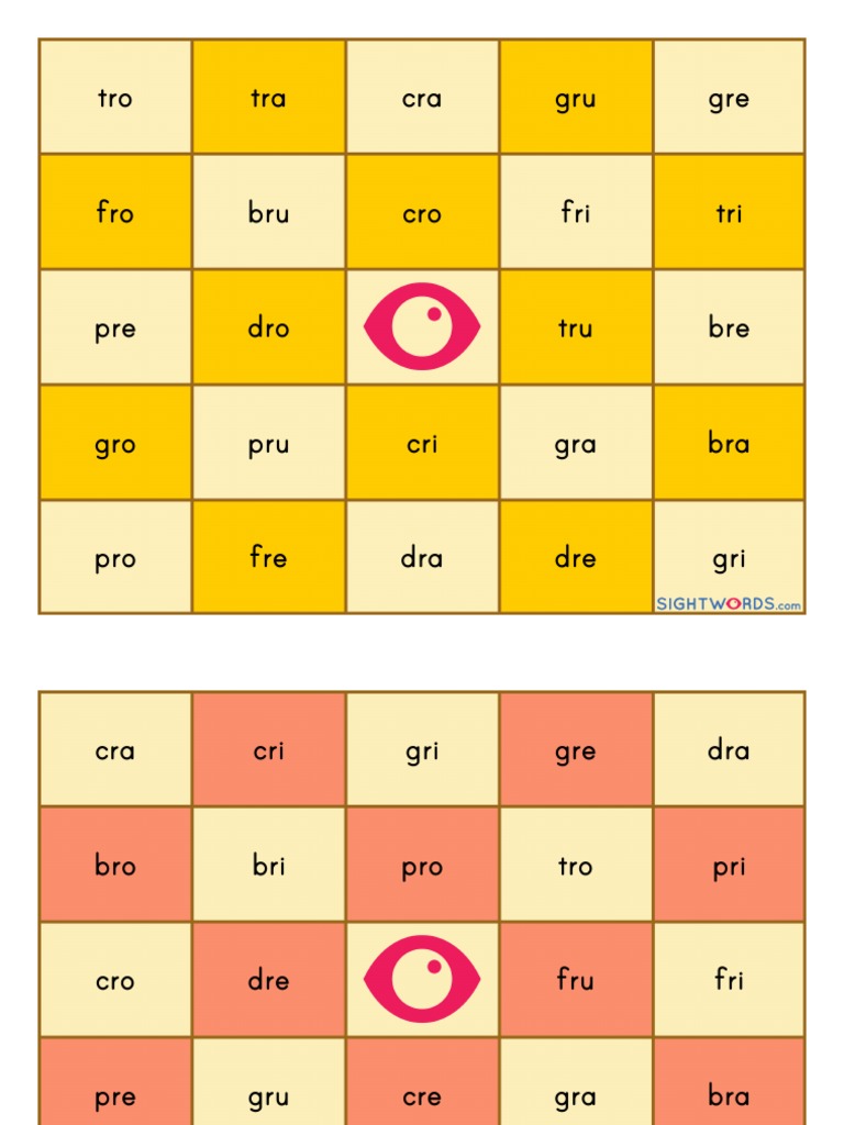 Bingo de Silabas Trabadas | PDF