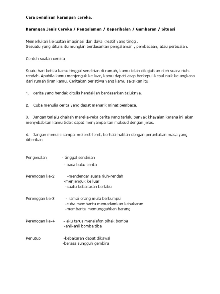 Cara Penulisan Karangan Cereka | PDF