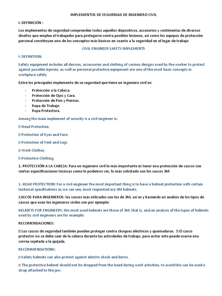 Implementos de Seguridad Ingles | PDF | Ropa | Science