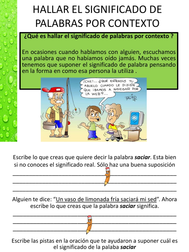 Ejemplos De Pistas De Contexto El Desarrollo Del Vocabulario Y La