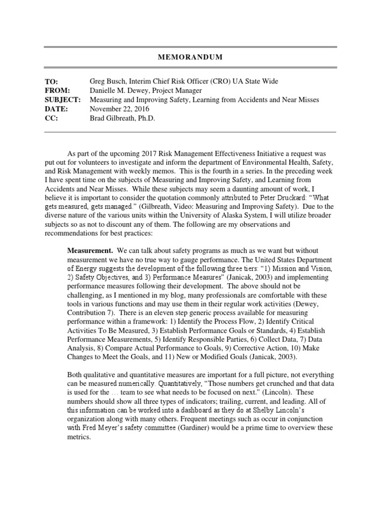 memorandum 04 - weebly | Risk Management | Cognitive Science