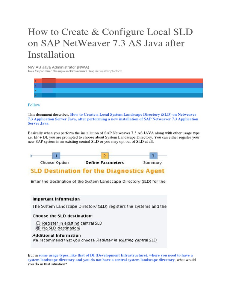 How To Create & Configure Local SLD On SAP NetWeaver 7.3 | PDF | Zip ...