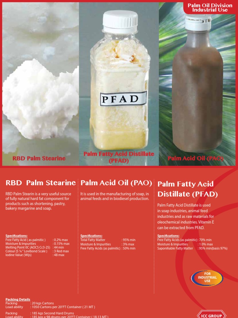 Palm Acid Oil (PAO) Palm Fatty Acid Distillate (PFAD) RBD Palm | Palm ...