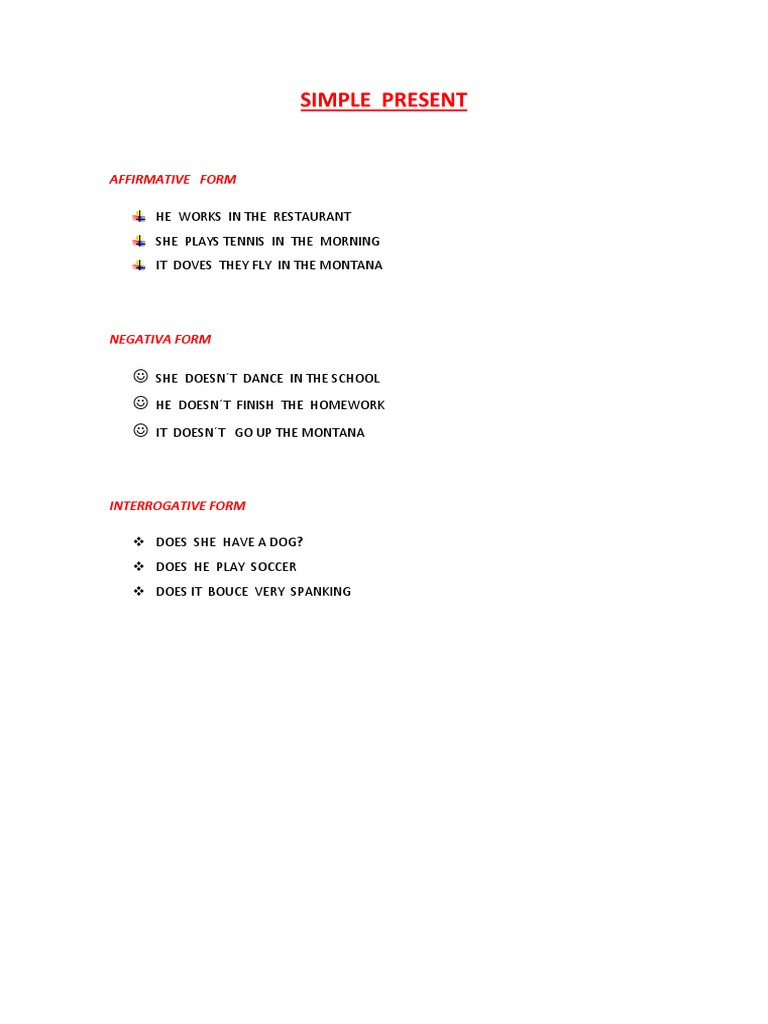 Simple Present: Affirmative Form | PDF