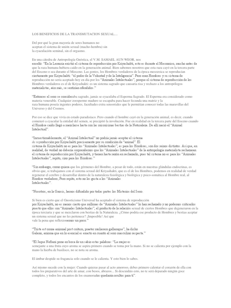 Transmutación Sexual y Kriyashakti | PDF | La sexualidad humana | Semen