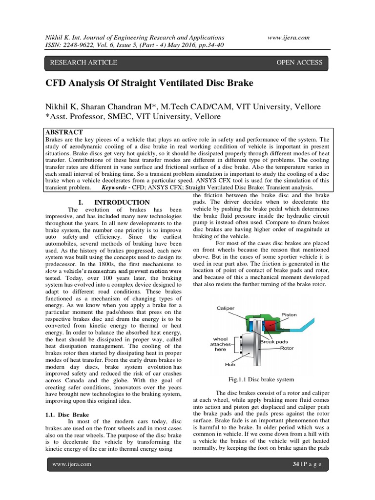 CFD Study of Ventilated Disc Brakes | PDF | Brake | Heat