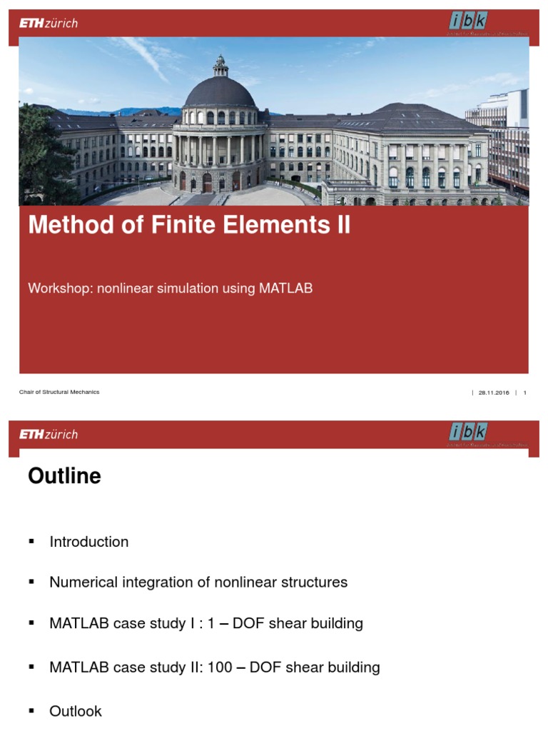 Method of Finite Elements II: Workshop: Nonlinear Simulation Using MATLAB | PDF | Computational ...