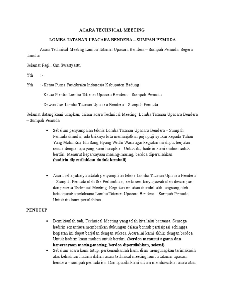 Acara Technical Meeting | PDF