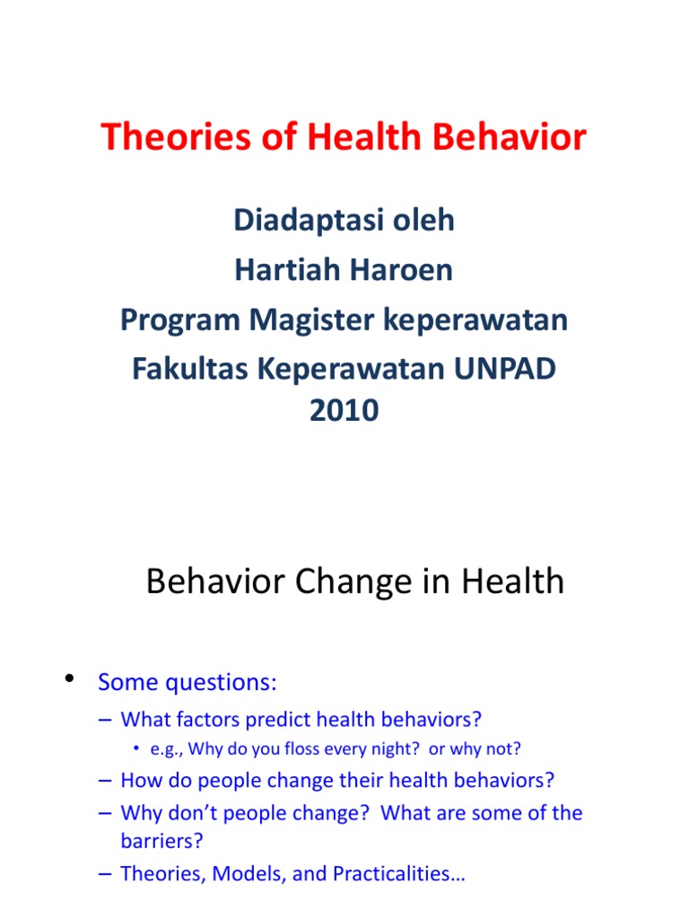 Teori Health Behavior | PDF | Metaphysics Of Mind | Psychology