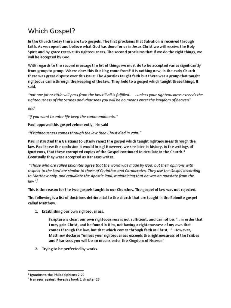 Two Gospels: Faith vs. Law | PDF | Gospel Of Matthew | The Gospel