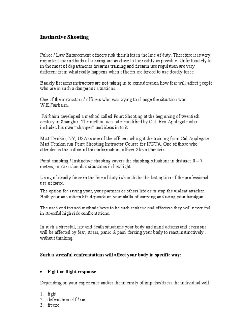 Instinctive Shooting | PDF | Leisure | Violence