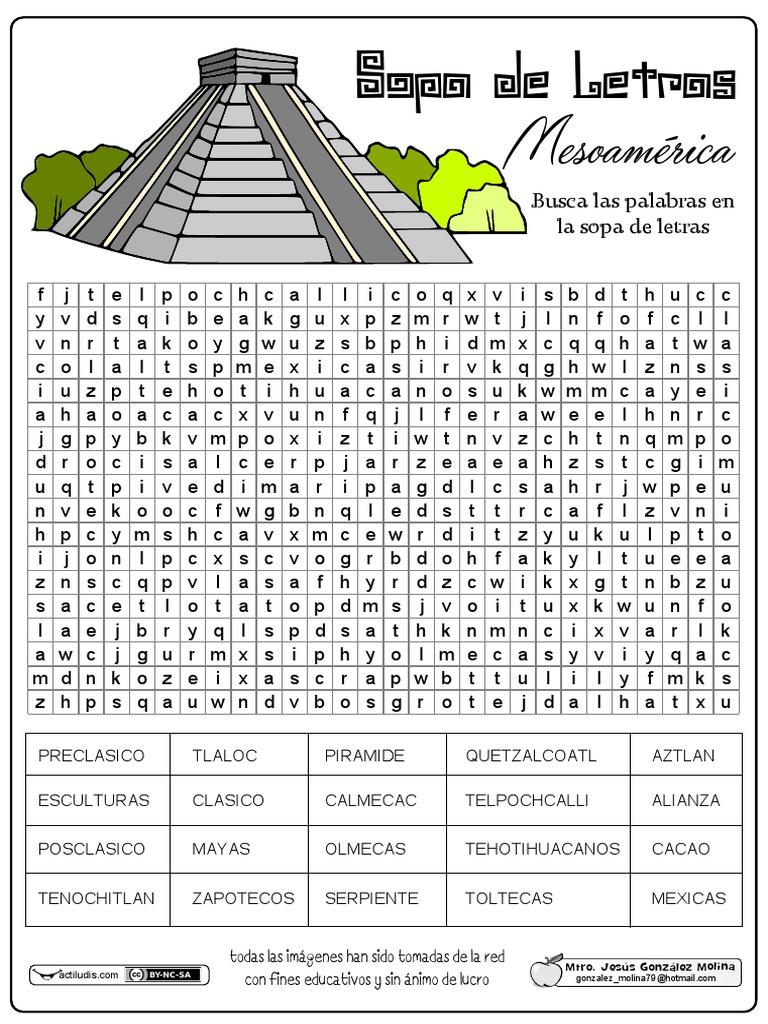01-Mesoamerica-sopa-de-letras.pdf | Asteca | Mesoamérica