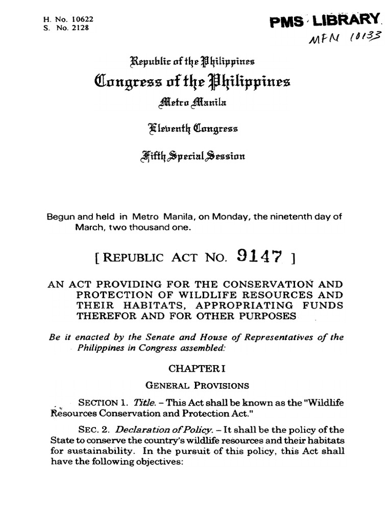 Ra 9147 | PDF | Endangered Species | Introduced Species