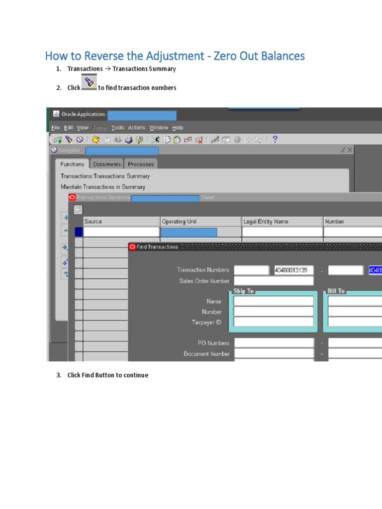How To Reverse The Adjustment - Zero Out Balances | PDF