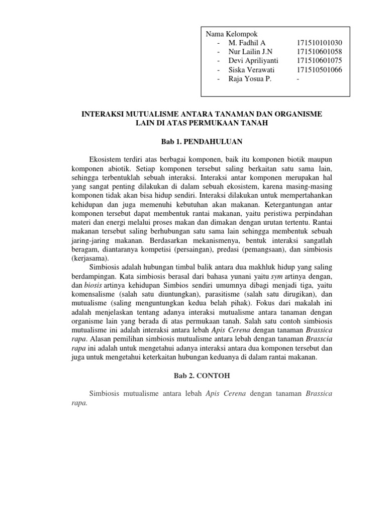 Simbiosis Mutualisme Lebah dan Bunga | PDF | Sains & Matematika
