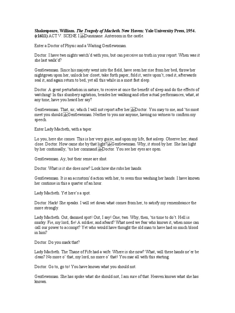 Shakespeare, William. The Tragedy of Macbeth. New Haven: Yale ...