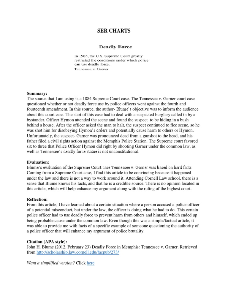 Final Ser Charts | PDF | Deadly Force | Fourth Amendment To The United ...