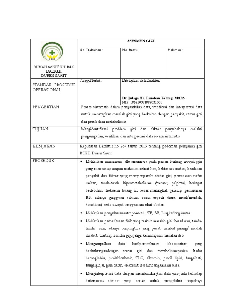 Spo Asesmen Gizi | PDF