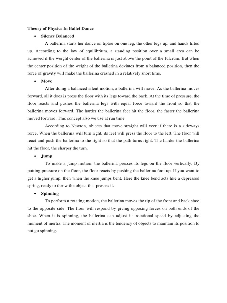 Applying Laws of Physics to the Motions of Ballet Dance | PDF
