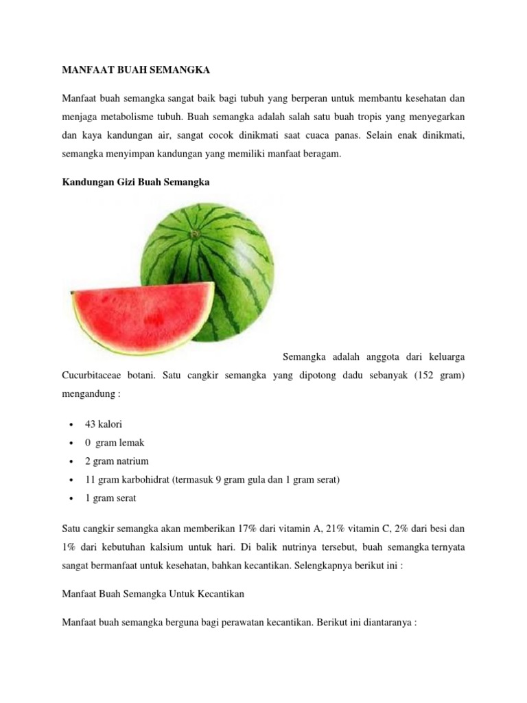 Manfaat Buah Semangka | PDF