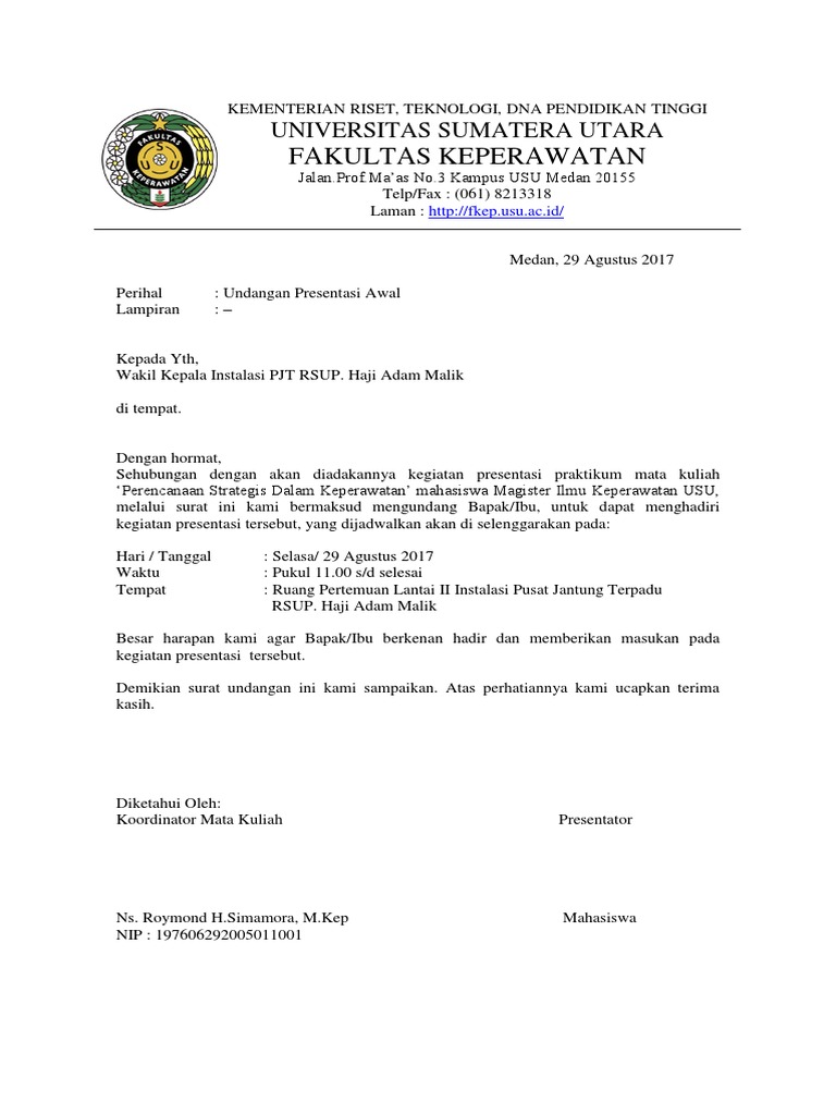 Surat Undangan Presentasi | PDF